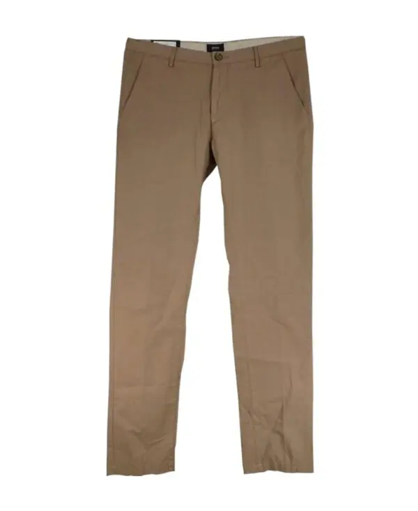 Hugo Boss Straight Leg Casual Pants With Logo Detail - Brown