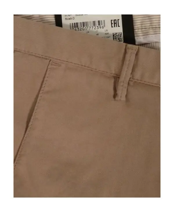 Hugo Boss Straight Leg Casual Pants With Logo Detail - Brown