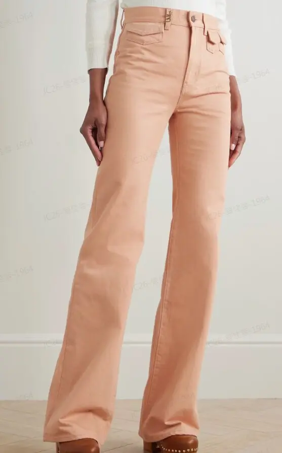 Chloé High-waisted Flared Trousers - Nude