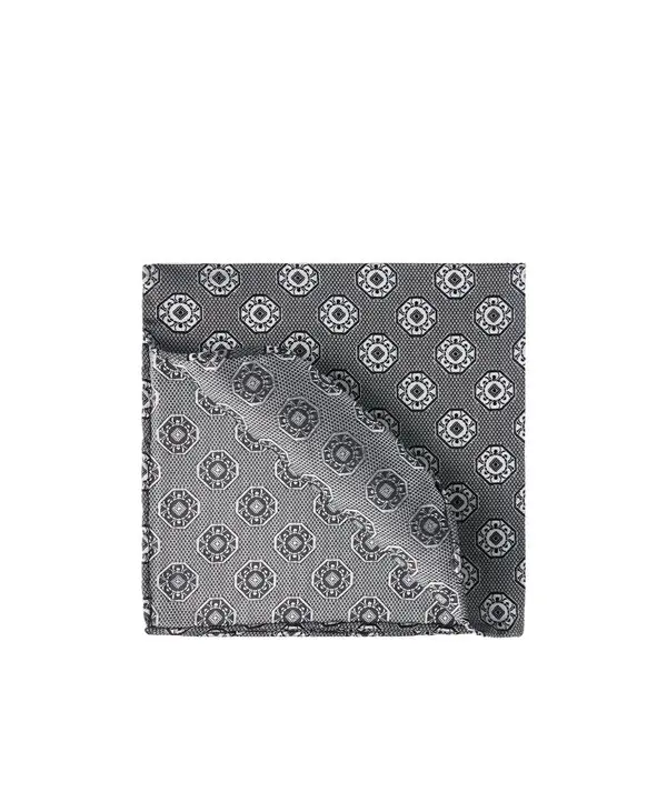 Brunello Cucinelli Medallion Design Pocket Square Scarf - Anthracite