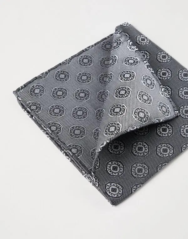 Brunello Cucinelli Medallion Design Pocket Square Scarf