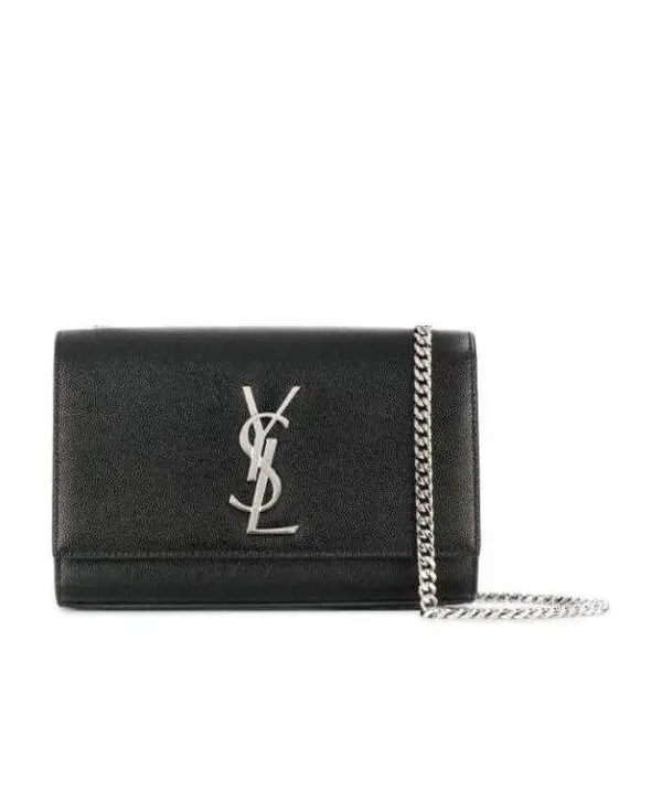 Saint Laurent Kate Logo Plaque Small Shoulder Bag - Black