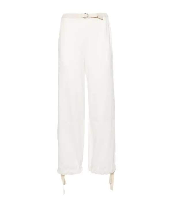 JIL SANDER Belted Cotton Trousers - White