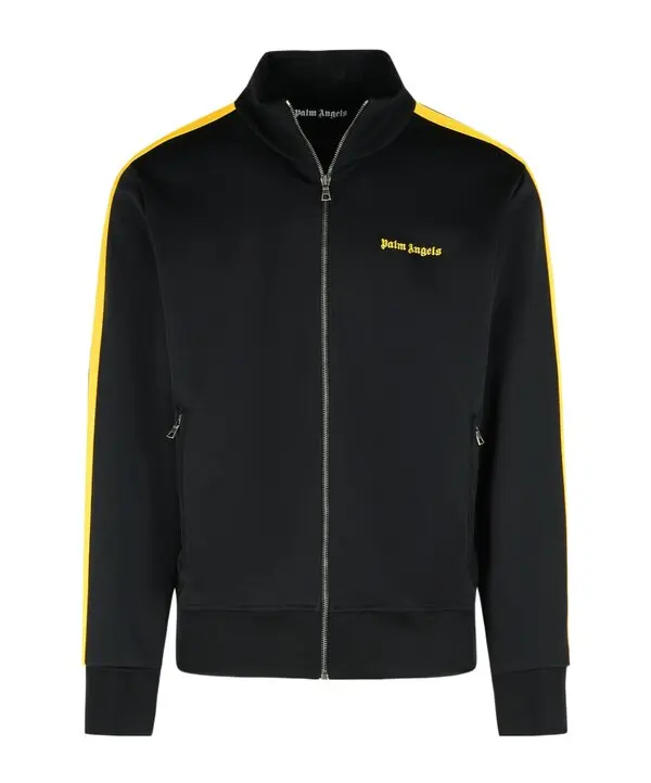 Palm Angels Logo Embroidered Zipped Track Jacket - Black
