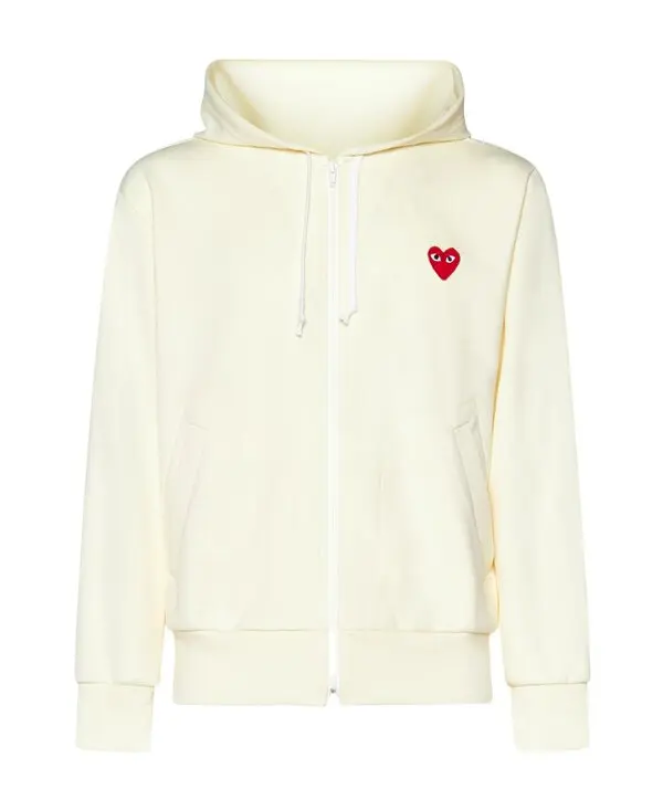 Play Comme Des Garcon Heart Logo Zip-up Hoodie - White