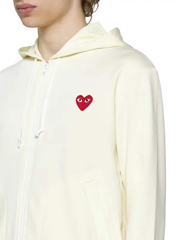 Play Comme Des Garcon Heart Logo Zip-up Hoodie - White