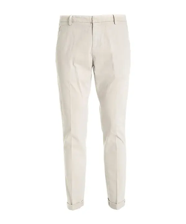 DONDUP Mid Rise Slim Fit Trousers - White