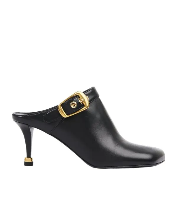 Chloé Andrea Heeled Mules With Engraved Buckles - Black