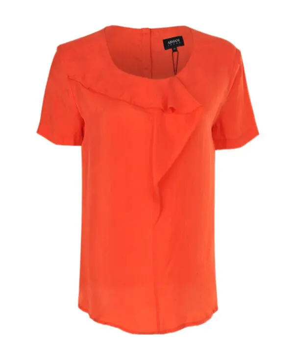 Emporio Armani Logo Blouse With Ruffle Trim