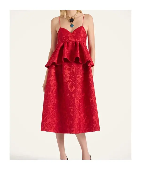 La DoubleJ Satine Floral Peplum Midi Dress