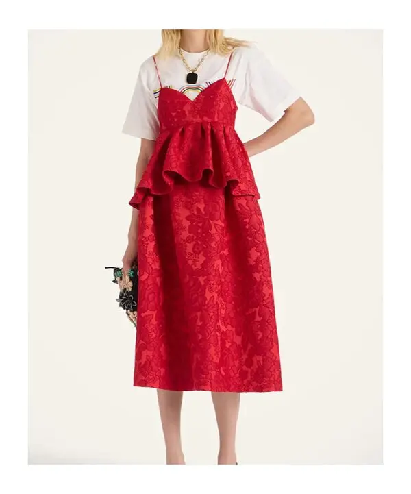 La DoubleJ Satine Floral Peplum Midi Dress
