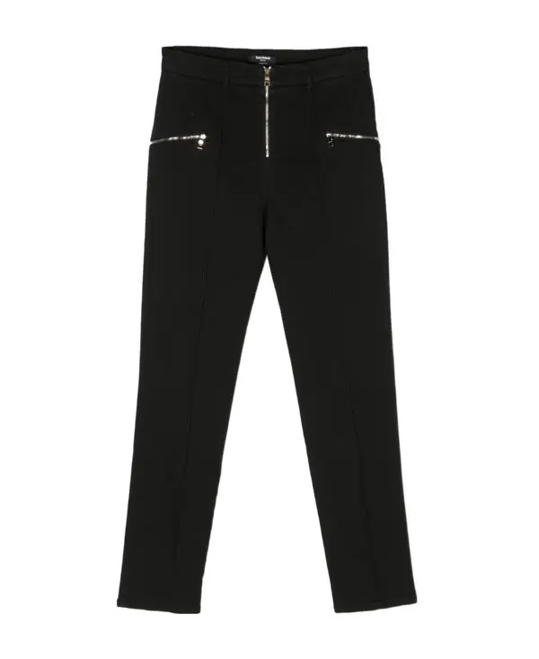 Balmain High-waisted Straight-leg Trousers With Zipper Detail