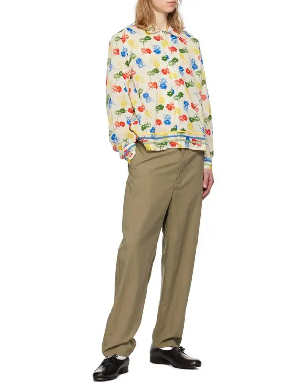 BODE Flower Stamp Long Sleeve Shirt - White Multi