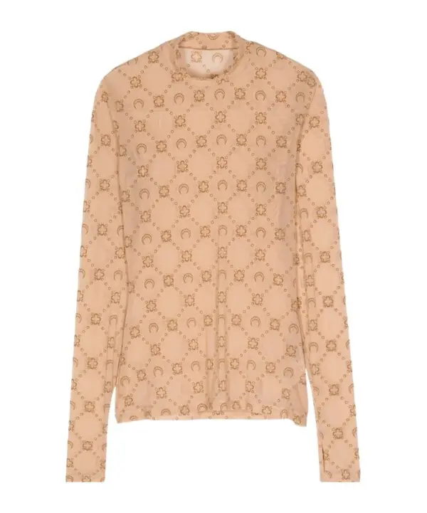 MARINE SERRE Moon Print Long-sleeve Top - Nude