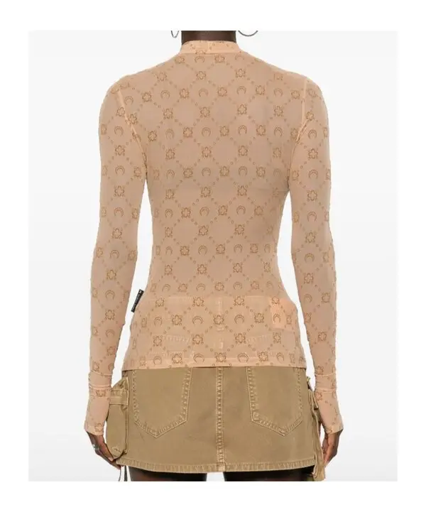 MARINE SERRE Moon Print Long-sleeve Top - Nude