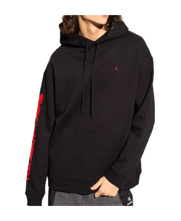 Raf Simons Logo Embroidered Drawstring Hoodie