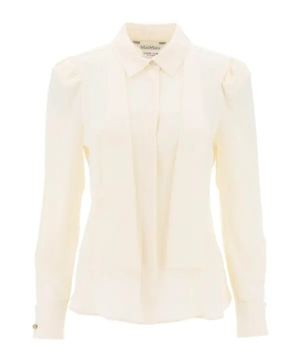 Max Mara Long Sleeve Button-down Shirt With Lace Detail - White