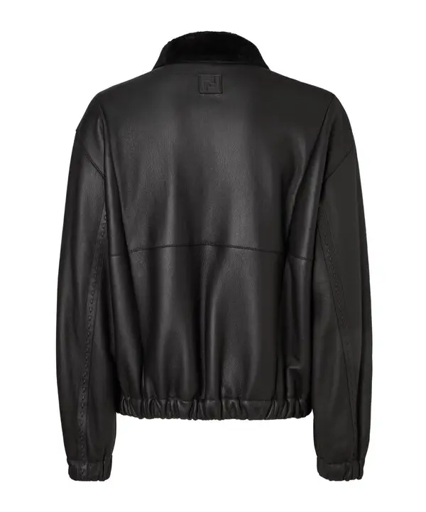 Fendi Shearling Trimmed Oversized Blouson Jacket - Black