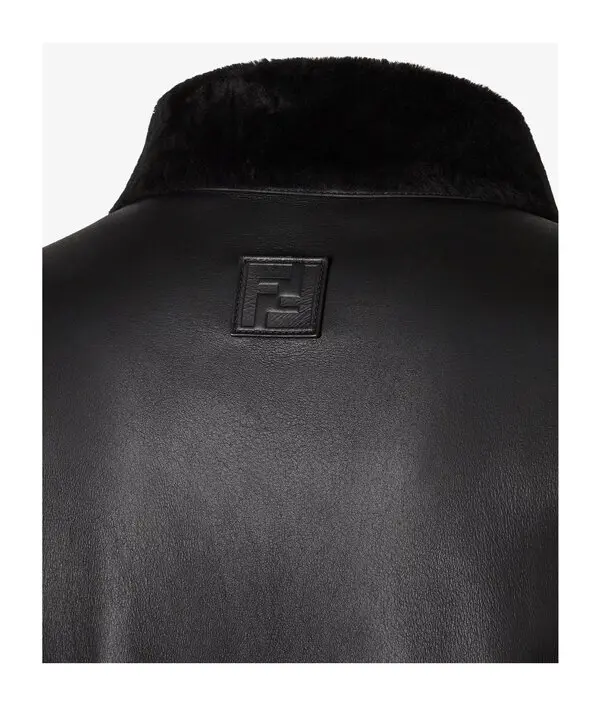 Fendi Shearling Trimmed Oversized Blouson Jacket - Black
