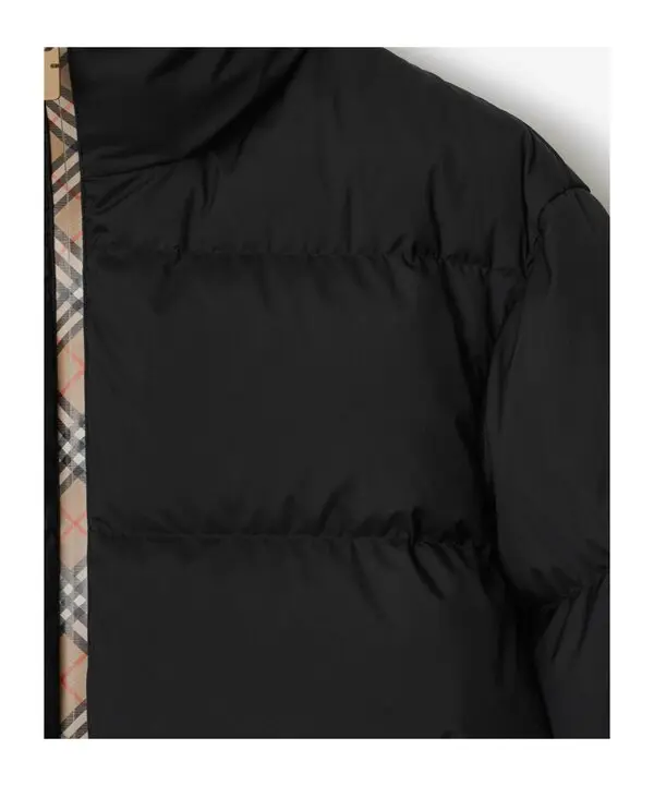 Burberry High Neck Zip-up Padded Jacket - Black