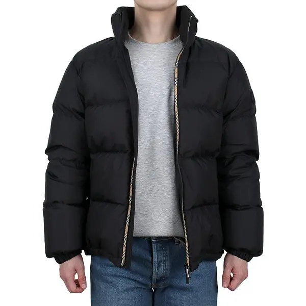 Burberry High-neck Padded Jacket With Two-way Zip Closure - Black
