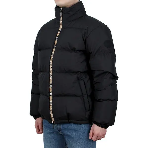 Burberry High-neck Padded Jacket With Two-way Zip Closure - Black