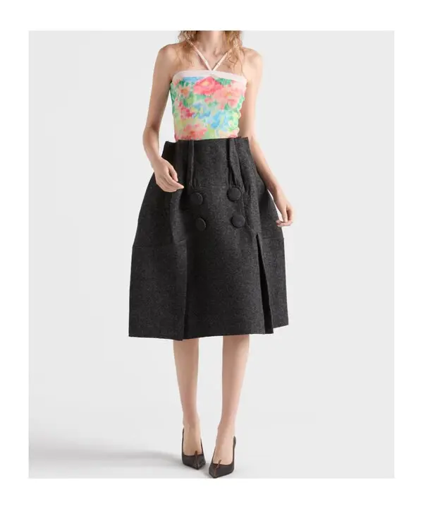 Prada Floral Printed Ribbed Top