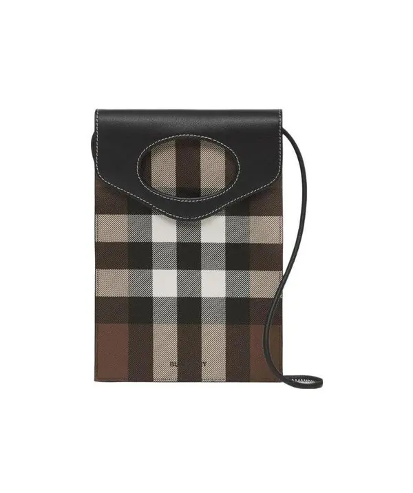 Burberry Check E-canvas And Leather Pocket Phone Case - Black