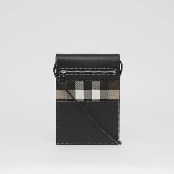 Burberry Check E-canvas And Leather Pocket Phone Case