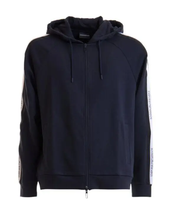 Emporio Armani Logo Print Striped Casual Jacket - Black
