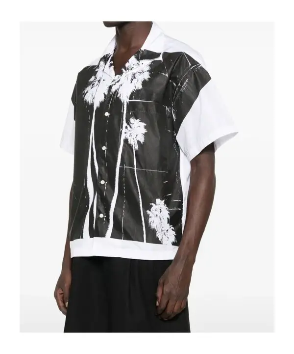 Palm Angels Dec Palm Culture Short-sleeved Bowling Shirt - Whiteblack
