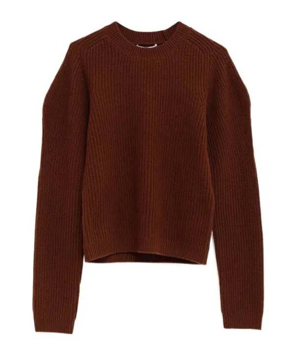 J.W.ANDERSON Puff-sleeved Crew Neck Jumper - Red Brown