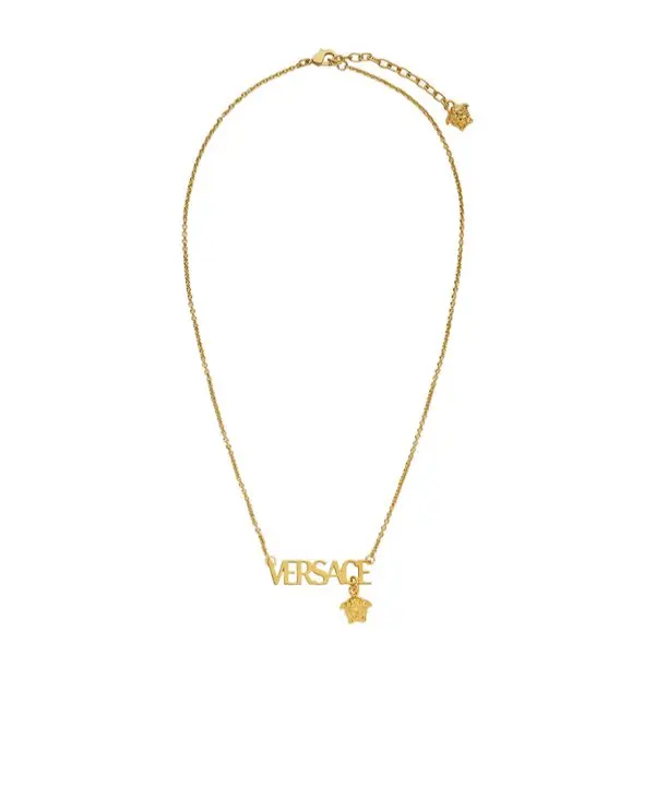 Versace Logo-lettering Pendant Necklace - Bright Gold