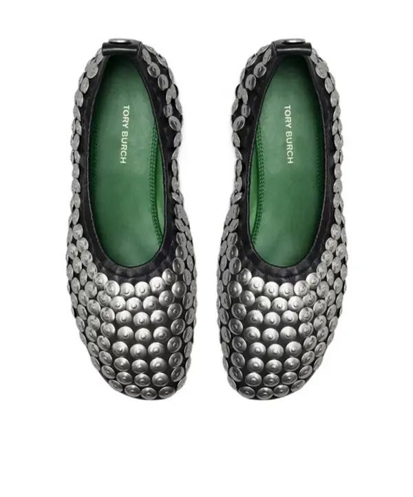 Tory Burch Metallic Studded Leather Ballet Flats