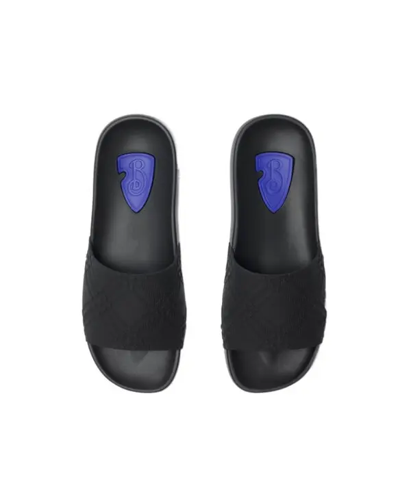 Burberry Checked Slip-on Slides - Black