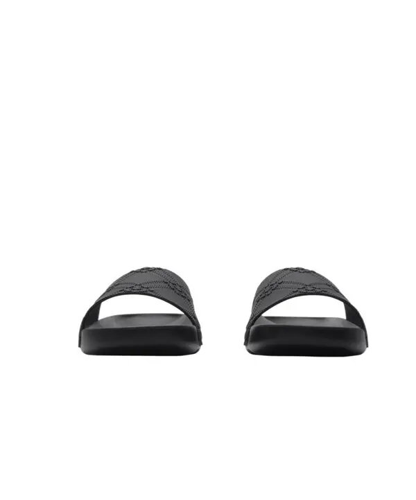 Burberry Checked Slip-on Slides - Black