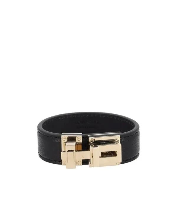 TOM FORD Leather T Latch Bracelet - Black