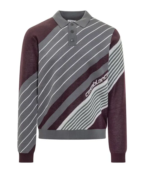 Casablanca Diagonal-stripe Knitted Polo Shirt