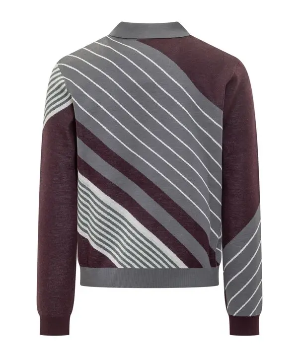 Casablanca Diagonal-stripe Knitted Polo Shirt
