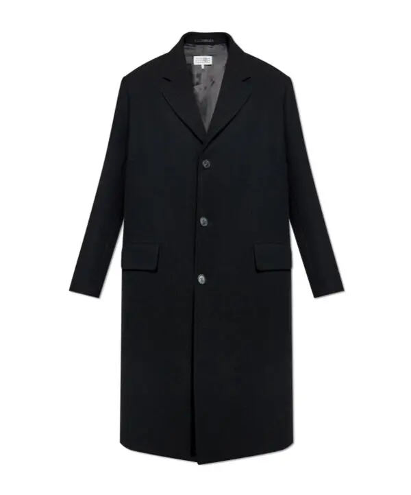 MAISON MARGIELA Straight Hem Buttoned Coat - Black