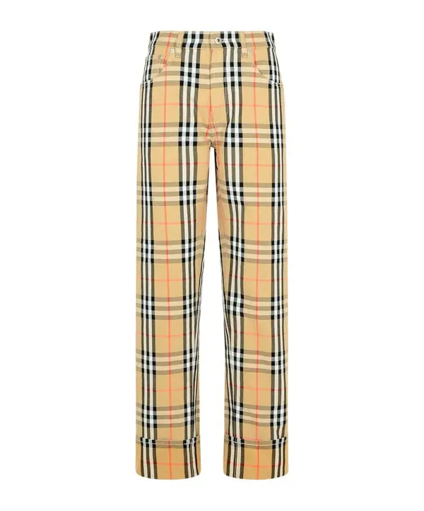 Burberry Straight-leg Checked Trousers - Nude