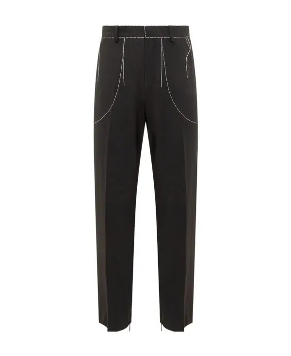 Off-White Contrasting Line Straight Leg Trousers