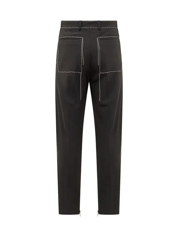 Off-White Contrasting Line Straight Leg Trousers