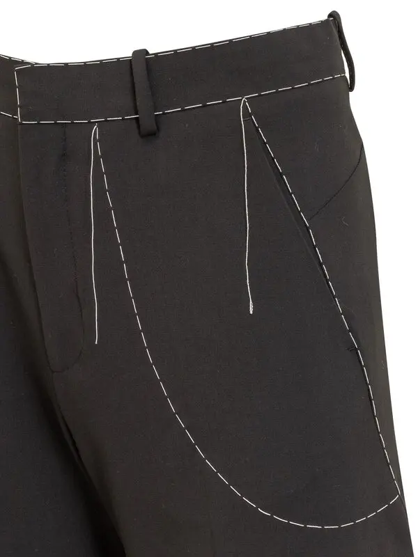Off-White Contrasting Line Straight Leg Trousers