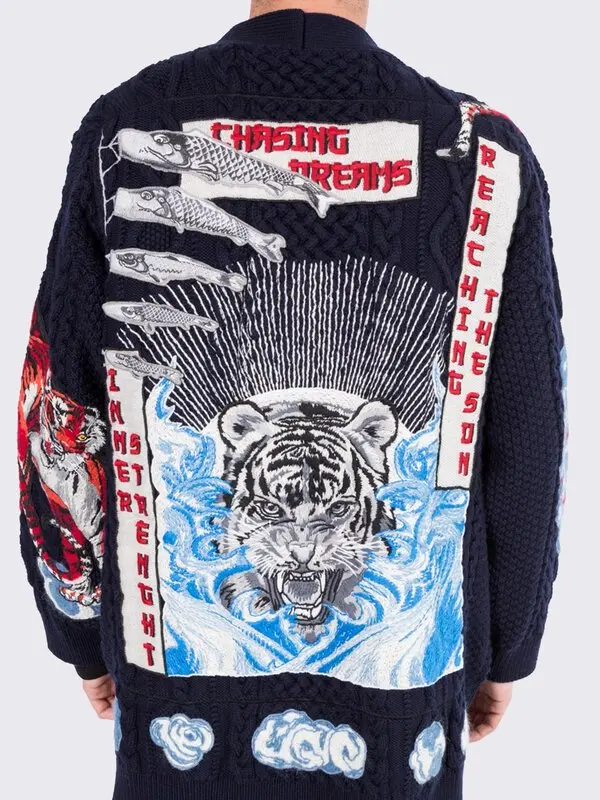 Valentino Garavani Tiger Embroidered V-neck Cardigan