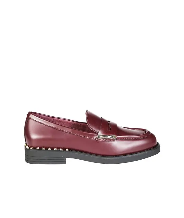 Ash Round-toe Slip-on Loafers - Red