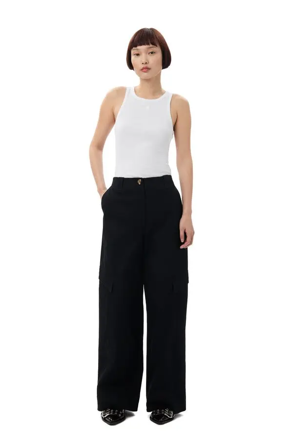 GANNI Herringbone Mid Waist Trousers
