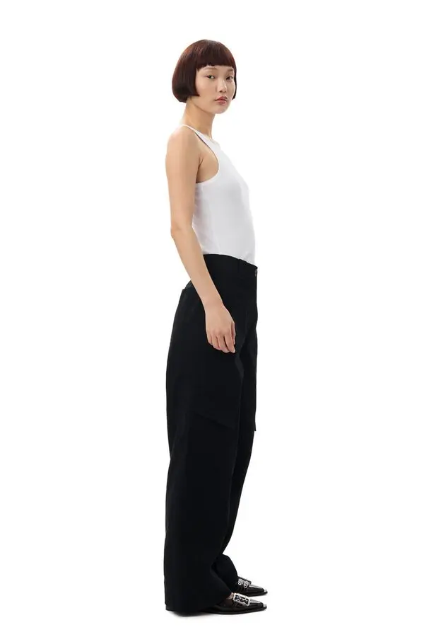 GANNI Herringbone Mid Waist Trousers