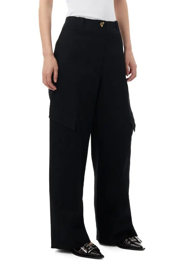 GANNI Herringbone Mid Waist Trousers