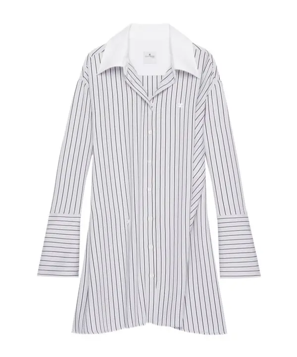 COURREGES Twist Striped Shirt Dress - White
